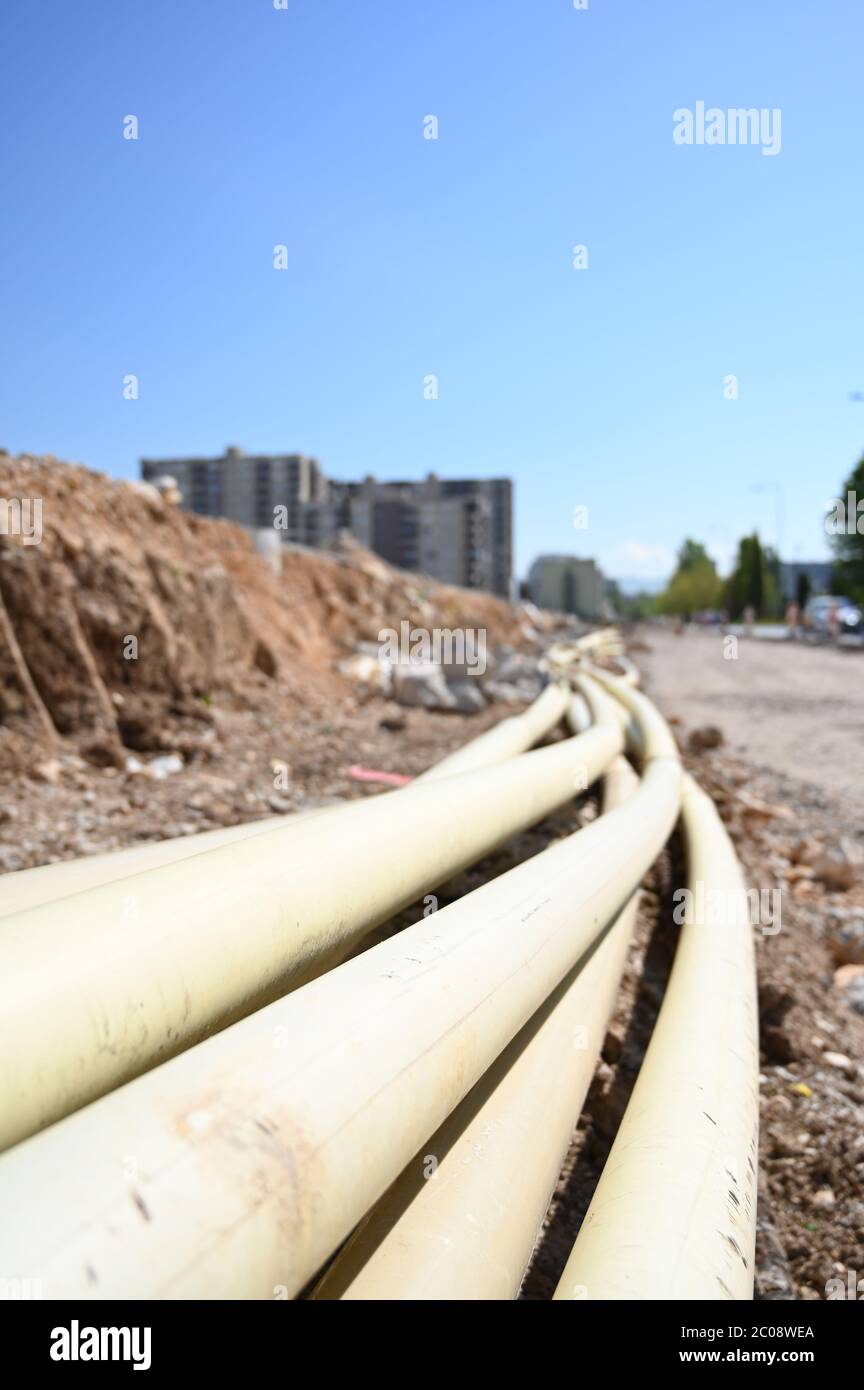 Excavating old telephone cables in my neighborhood Stock Photo - Alamy