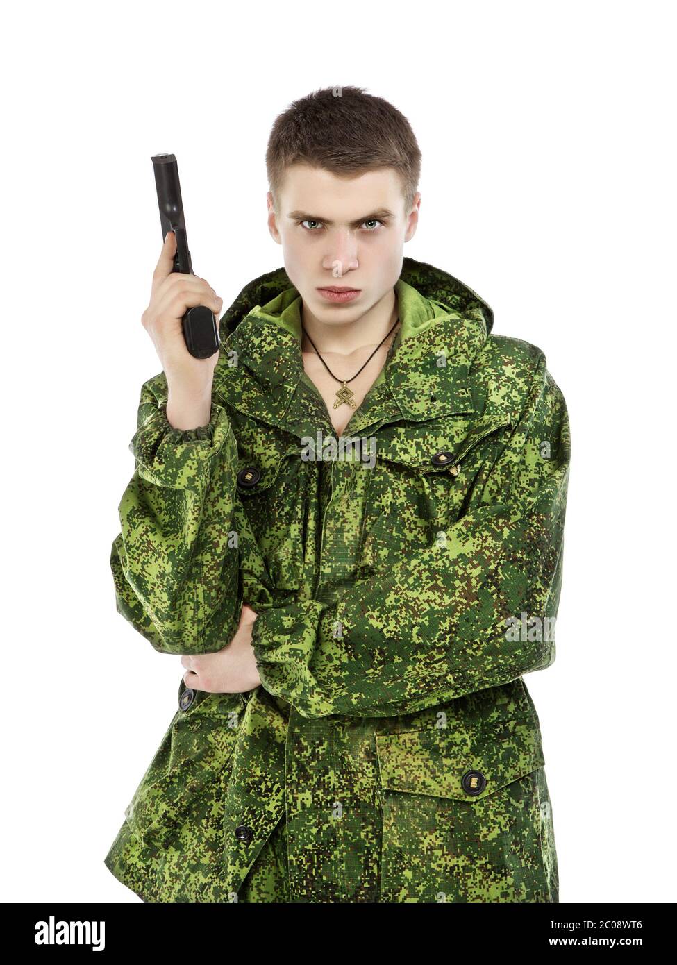 Military Man With Gun Stock Photo - Alamy
