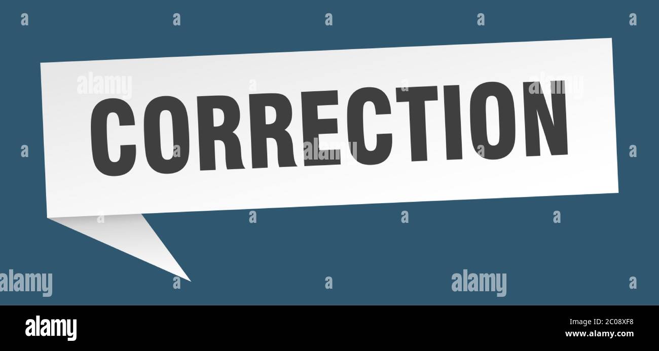 correction banner. correction speech bubble. correction sign Stock ...
