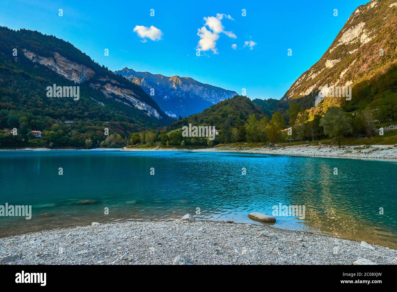 Lake Tenno with mountain reflection in water.Trento,Italy, Europa ...