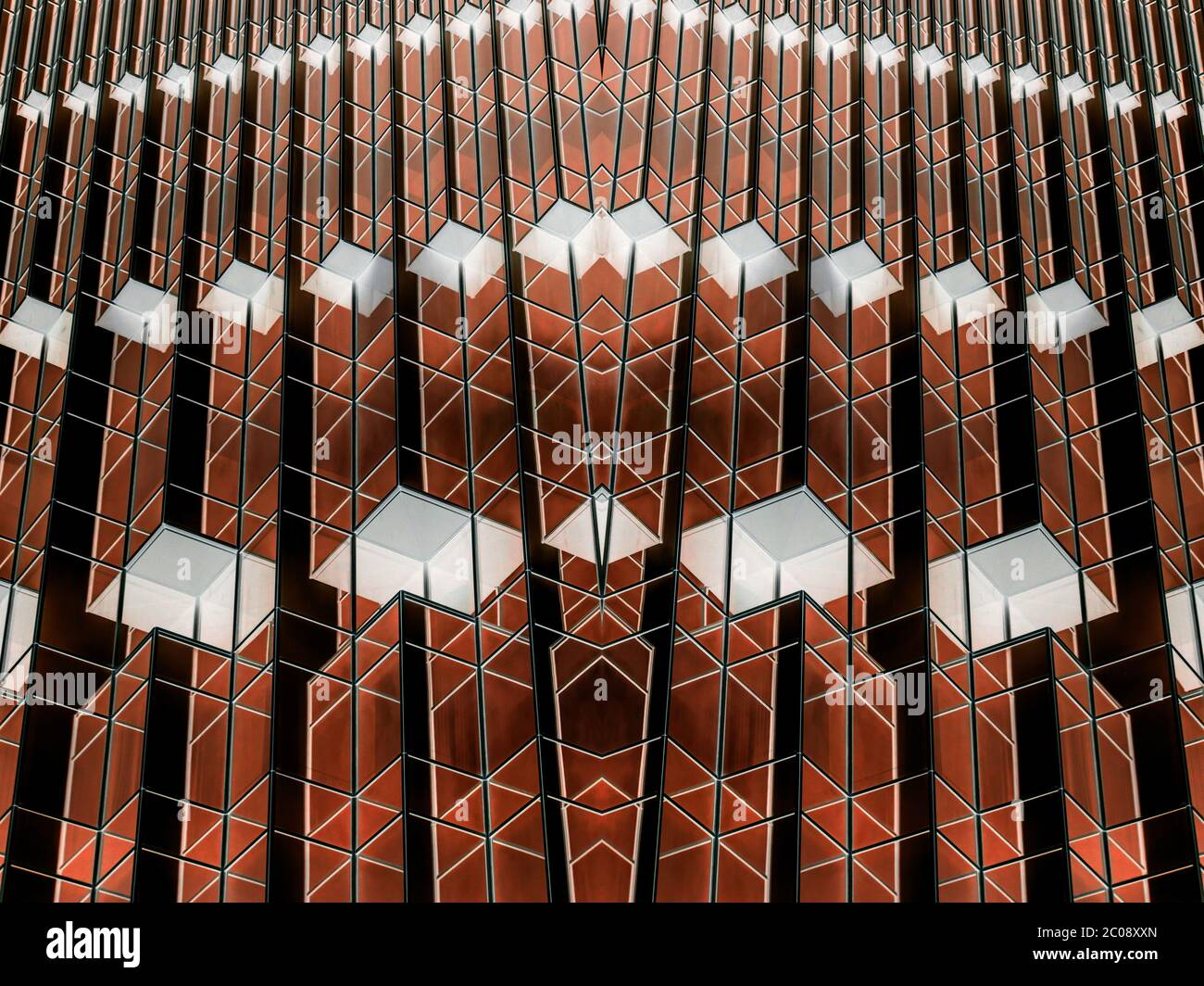 underside panoramic and perspective view to steel glass high rise ...