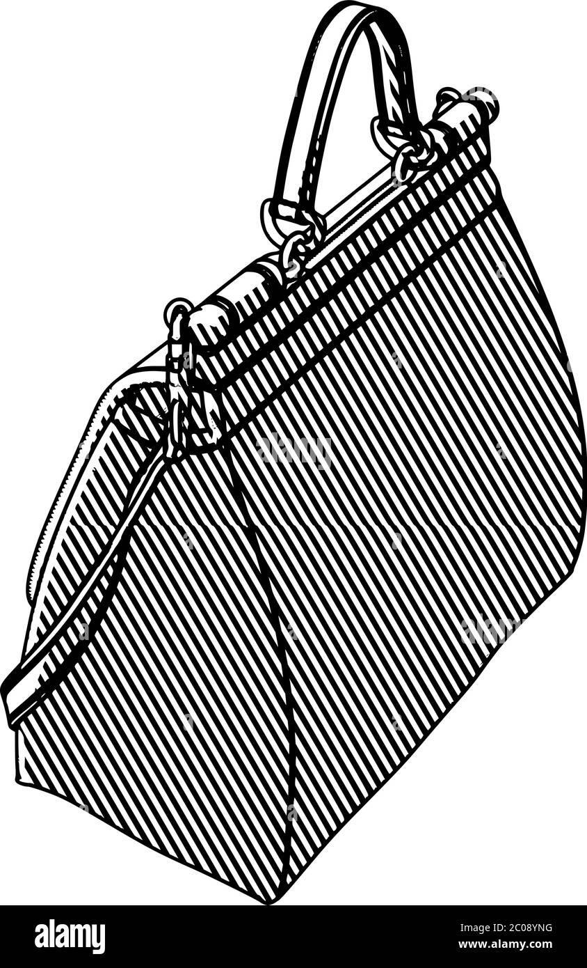 vector handbag sketch on a white background with a hatching Stock ...