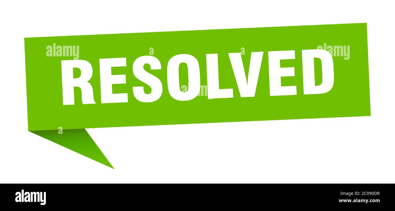 resolved banner. resolved speech bubble. resolved sign Stock Vector ...