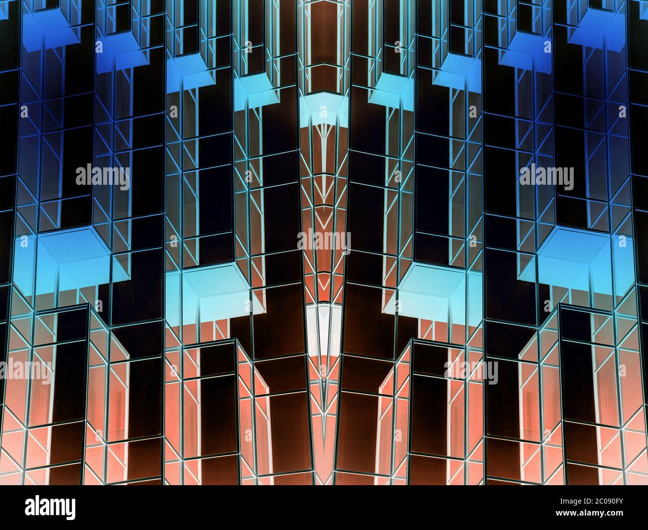 underside panoramic and perspective view to steel glass high rise ...