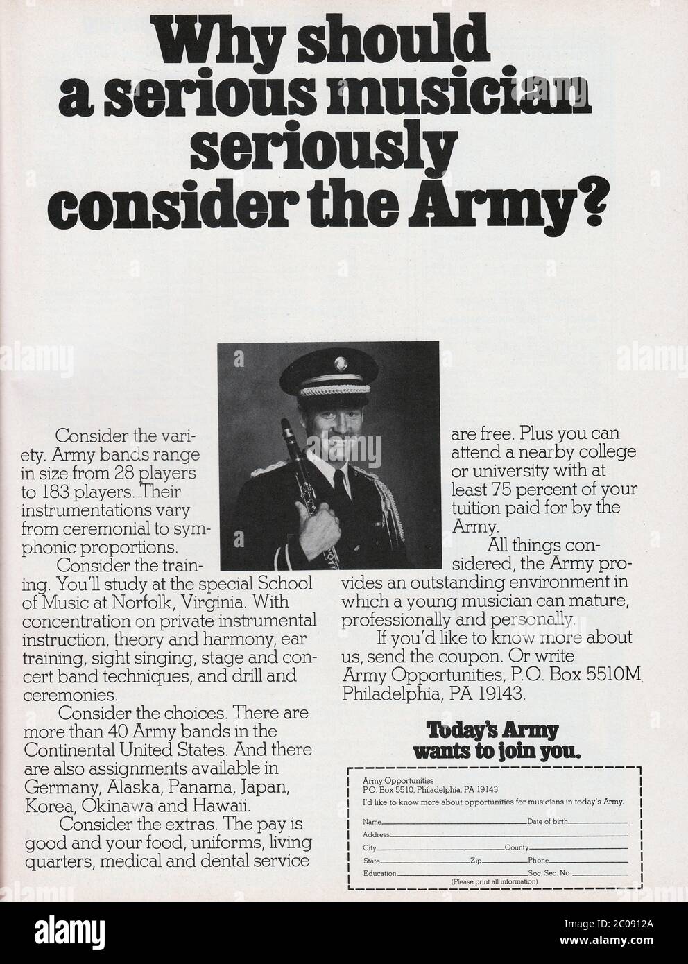 A full page advertisement in a 1973 music magazine encouraging ...