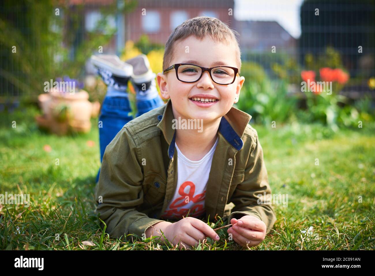 Boy blonde hair glasses hi-res stock photography and images - Alamy