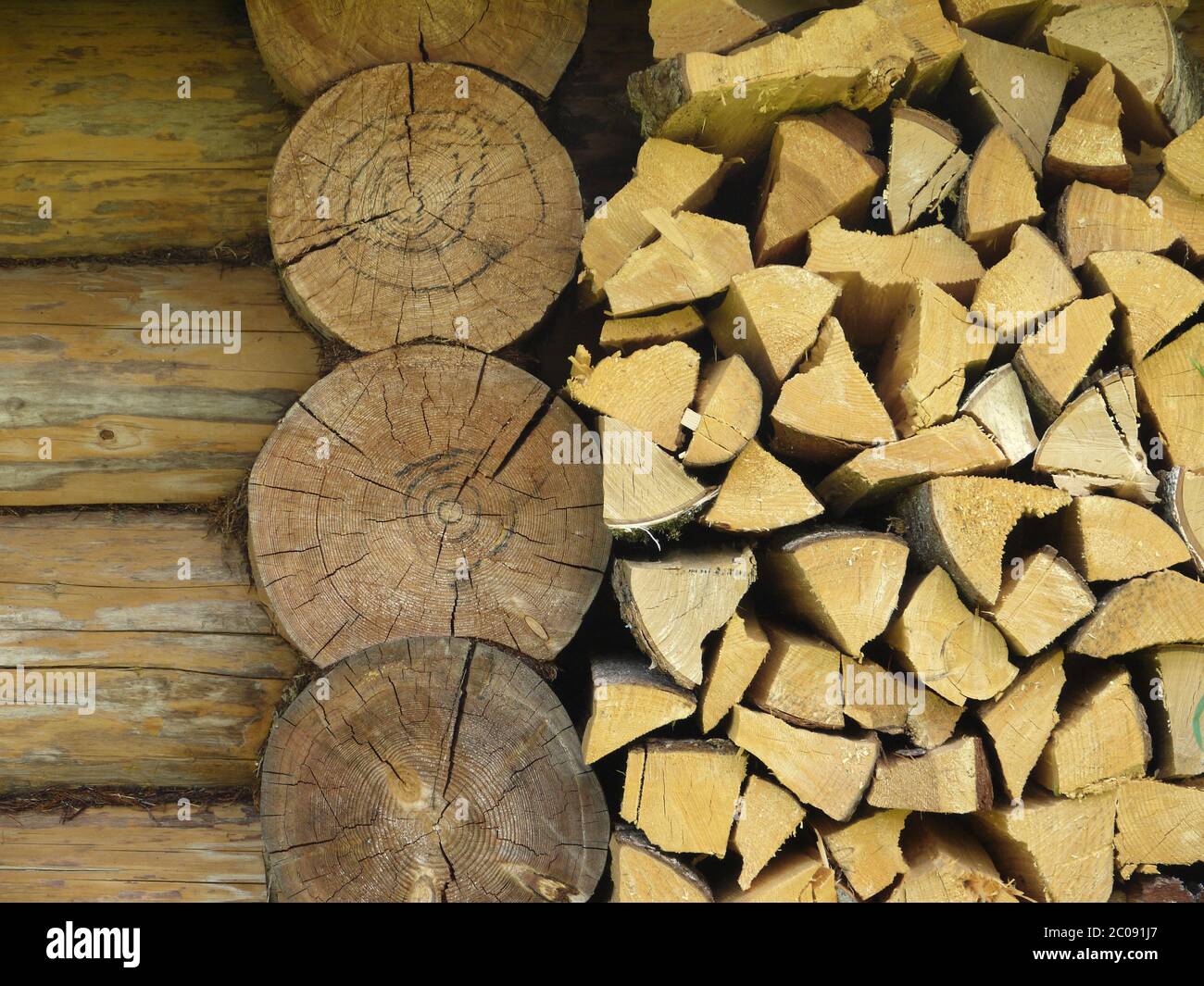 Firewood stacks at a log cabin Stock Photo - Alamy