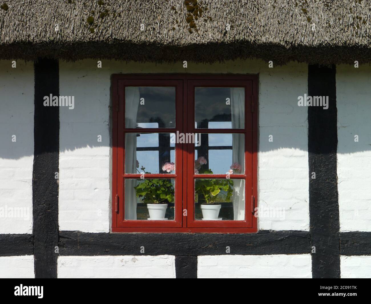 window in half-timbered house in Denmark Stock Photo - Alamy
