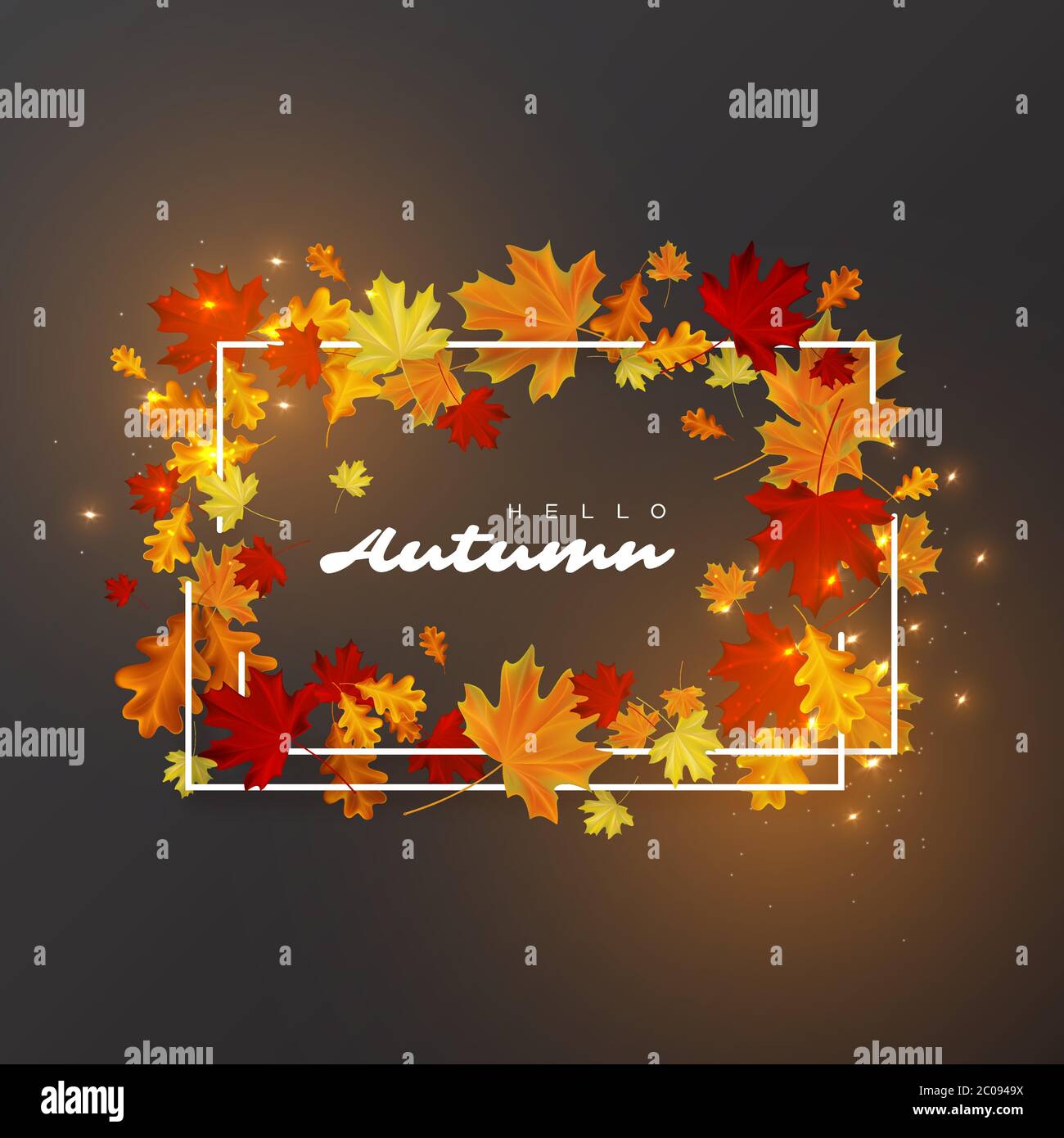 Square frame autumn leaves Stock Vector Images - Alamy