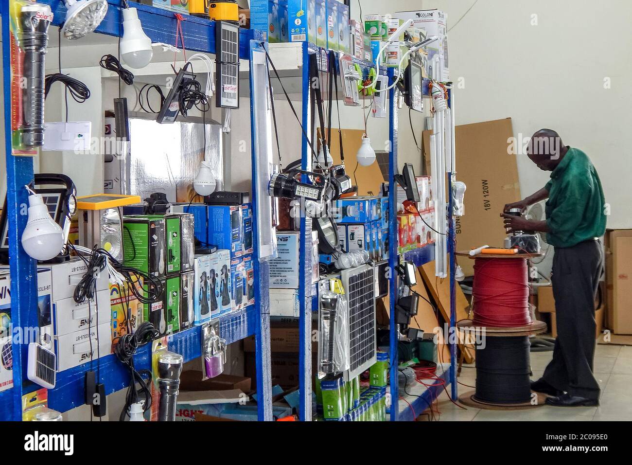 A shop in the Bulawayo Central Business District displays solar ...