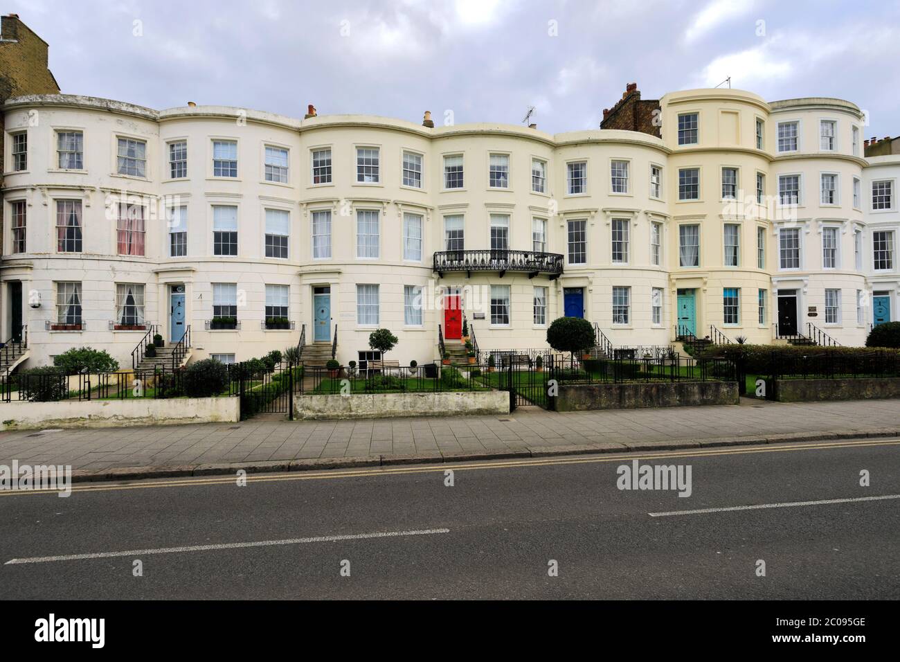 Regency houses along Central Parade, Herne Bay town, Kent County ...