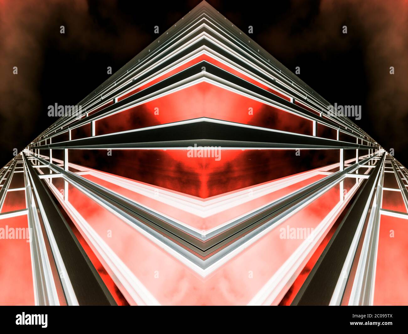 underside panoramic and perspective view to steel glass high rise ...