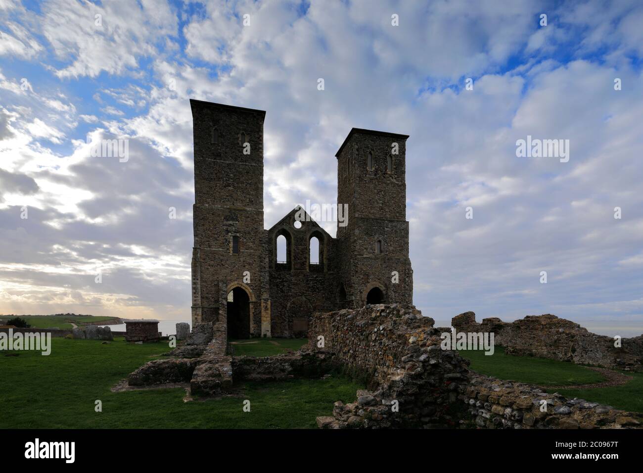 The Reculver Towers and Roman Fort, Reculver village, Herne Bay, Kent ...