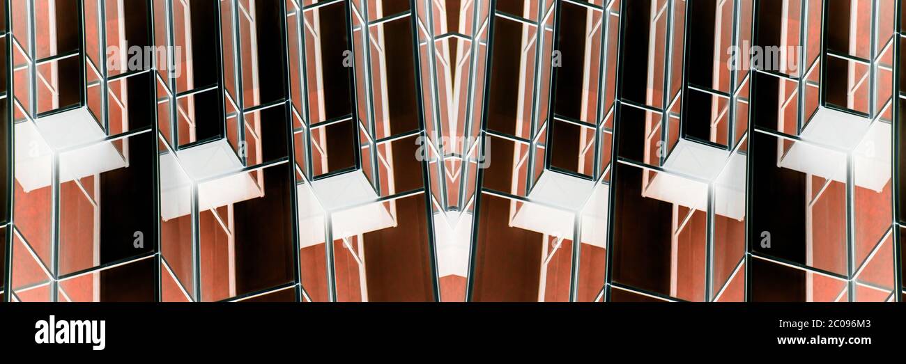 underside panoramic and perspective view to steel glass high rise ...
