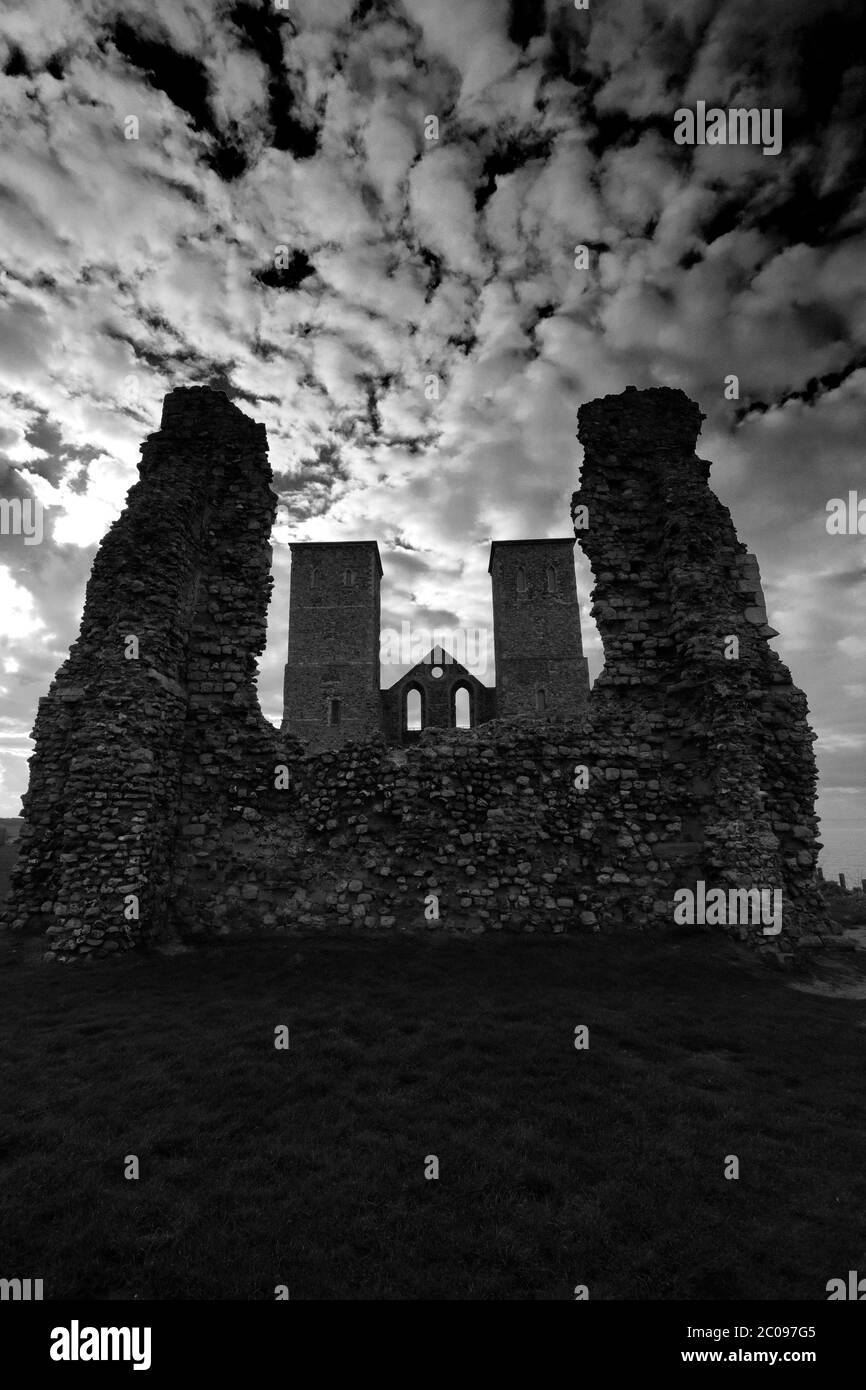 The Reculver Towers and Roman Fort, Reculver village, Herne Bay, Kent ...