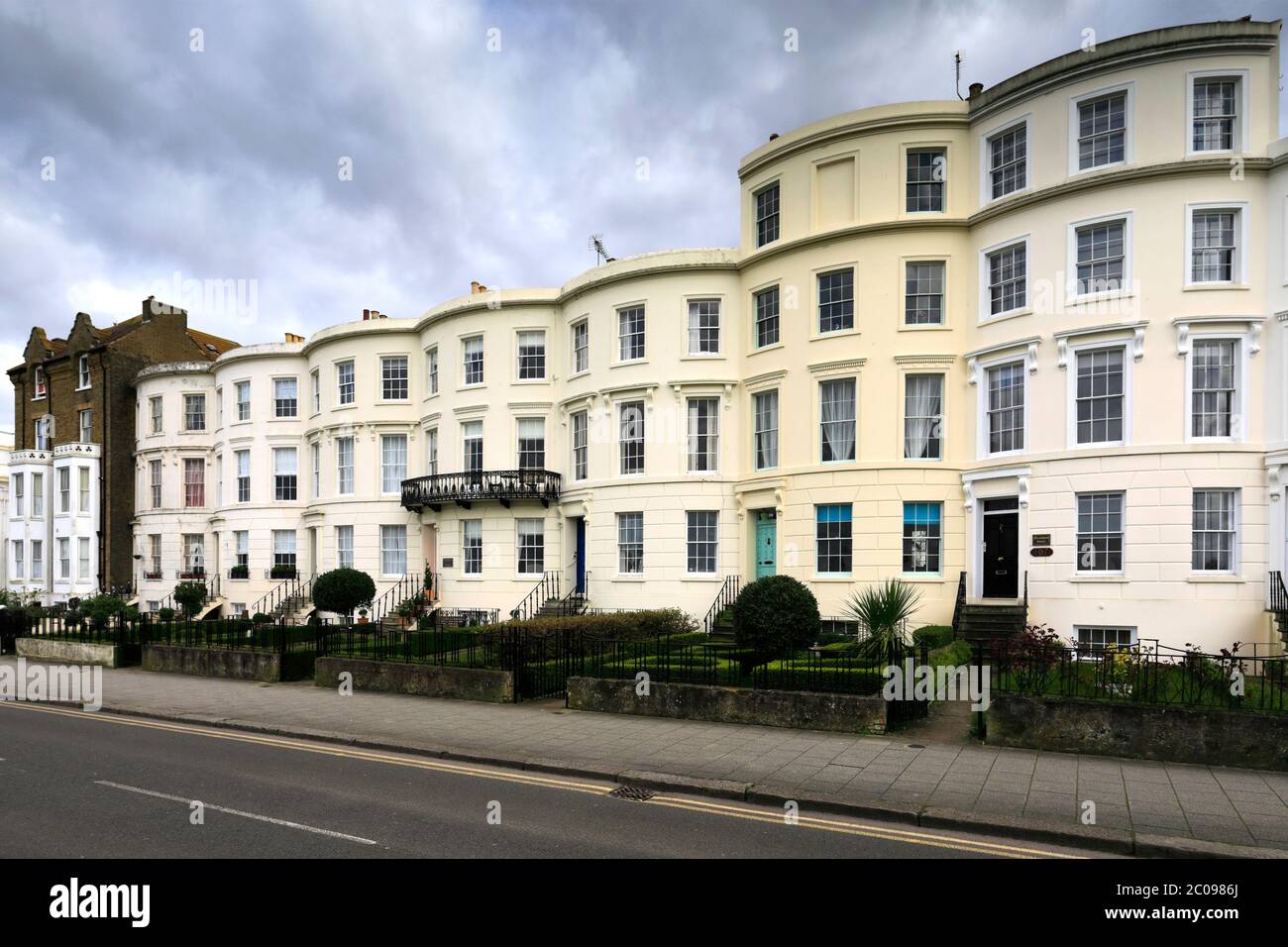 Regency houses along Central Parade, Herne Bay town, Kent County ...