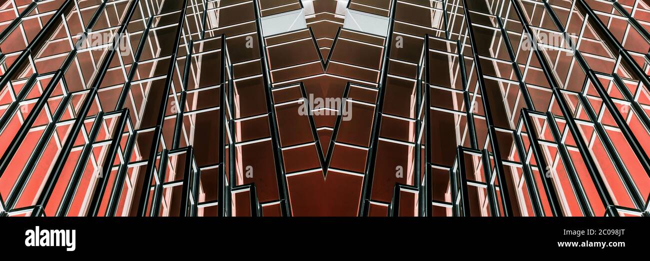 underside panoramic and perspective view to steel glass high rise ...