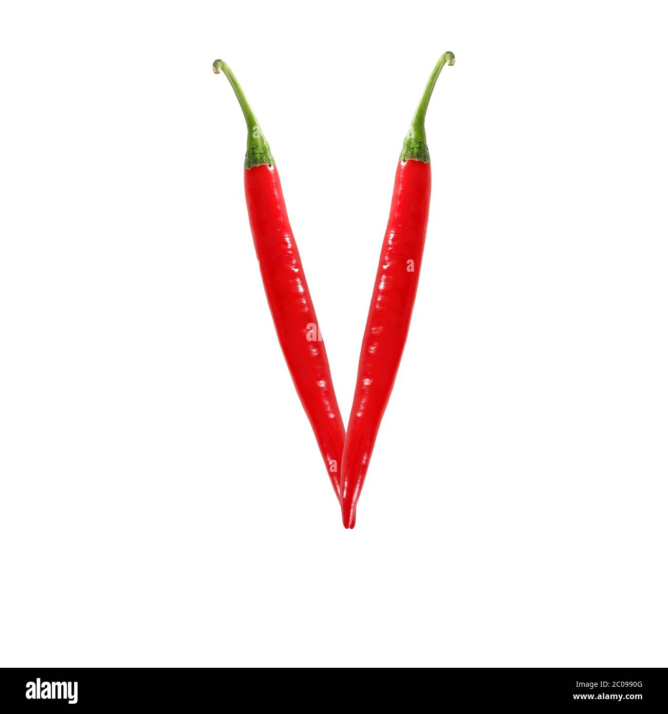 Font made of hot red chili pepper isolated on white - letter V Stock ...