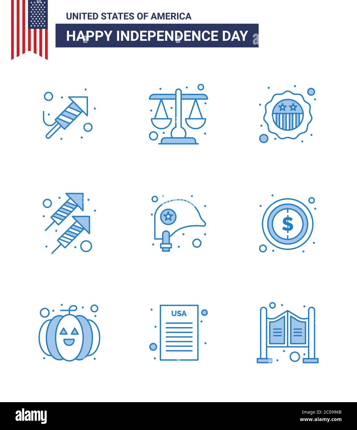 9 Creative USA Icons Modern Independence Signs and 4th July Symbols of ...