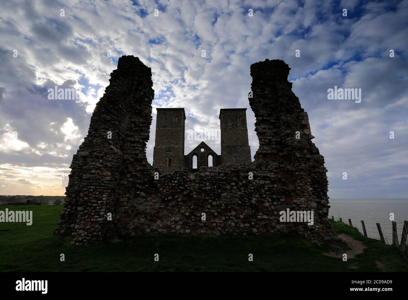 The Reculver Towers and Roman Fort, Reculver village, Herne Bay, Kent ...