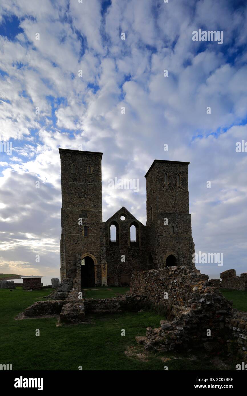 The Reculver Towers and Roman Fort, Reculver village, Herne Bay, Kent ...