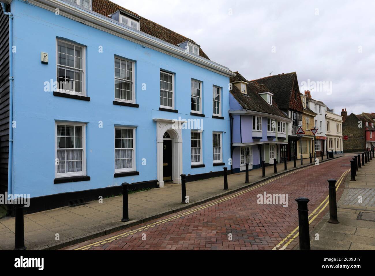 Street view of houses in Faversham town, Kent County; England; UK Stock ...