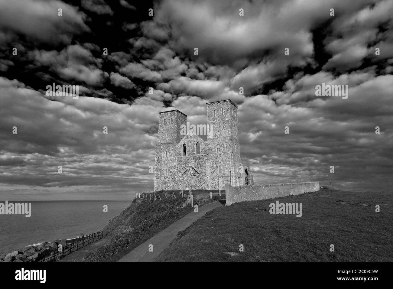 The Reculver Towers and Roman Fort, Reculver village, Herne Bay, Kent ...
