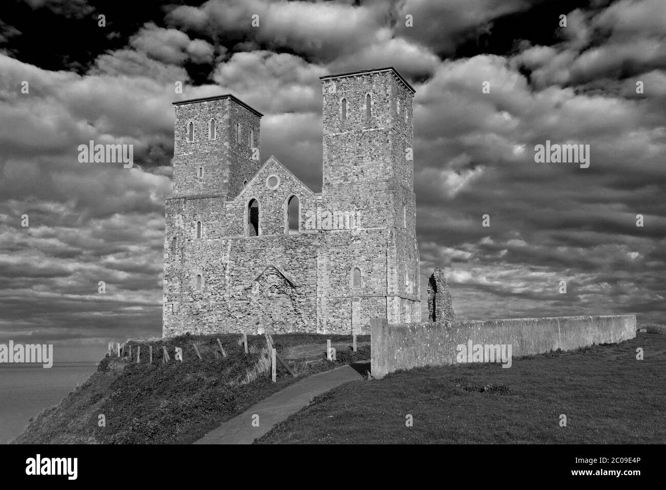 The Reculver Towers and Roman Fort, Reculver village, Herne Bay, Kent ...