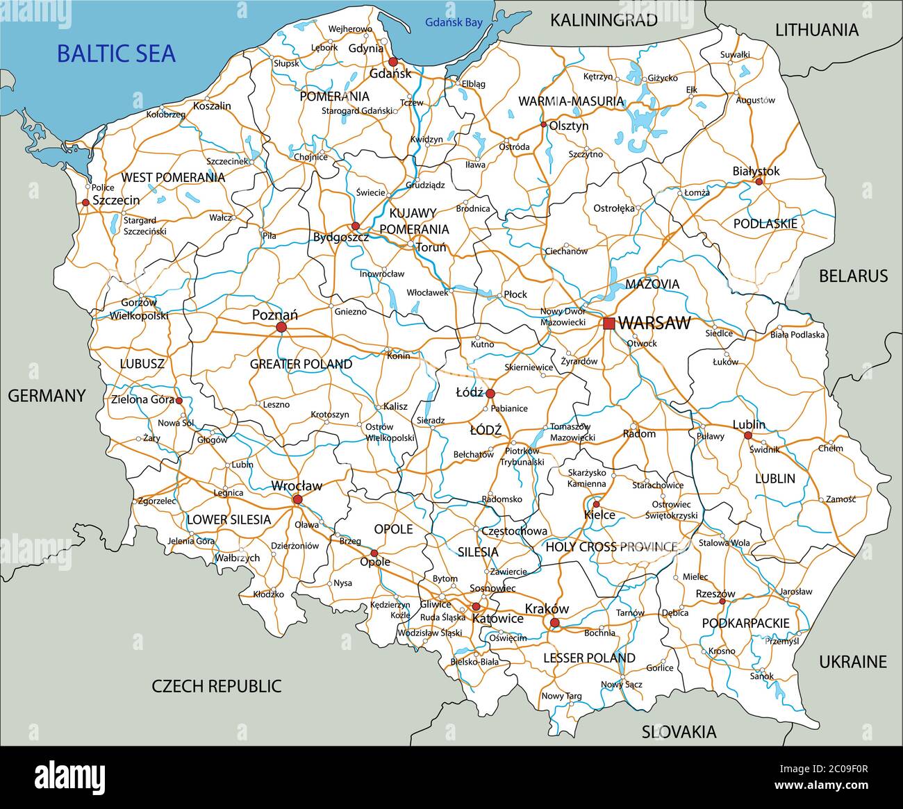 High detailed Poland road map with labeling Stock Vector Image & Art ...