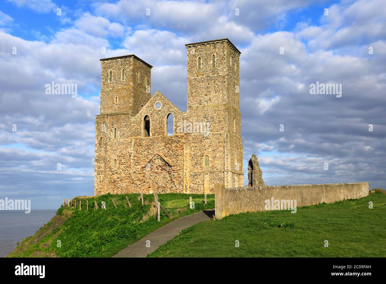 The Reculver Towers and Roman Fort, Reculver village, Herne Bay, Kent ...