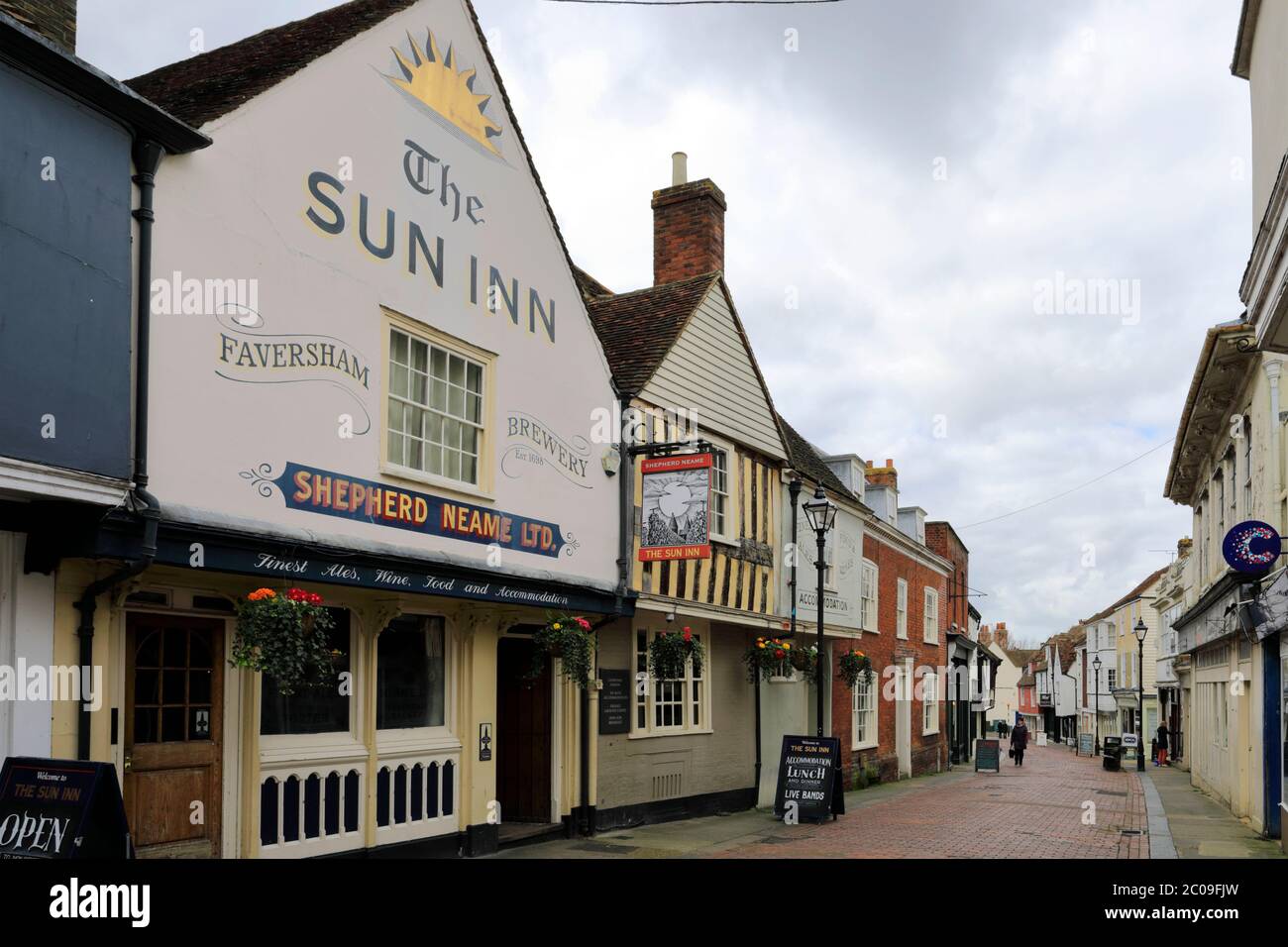 Street view of houses in Faversham town, Kent County; England; UK Stock ...