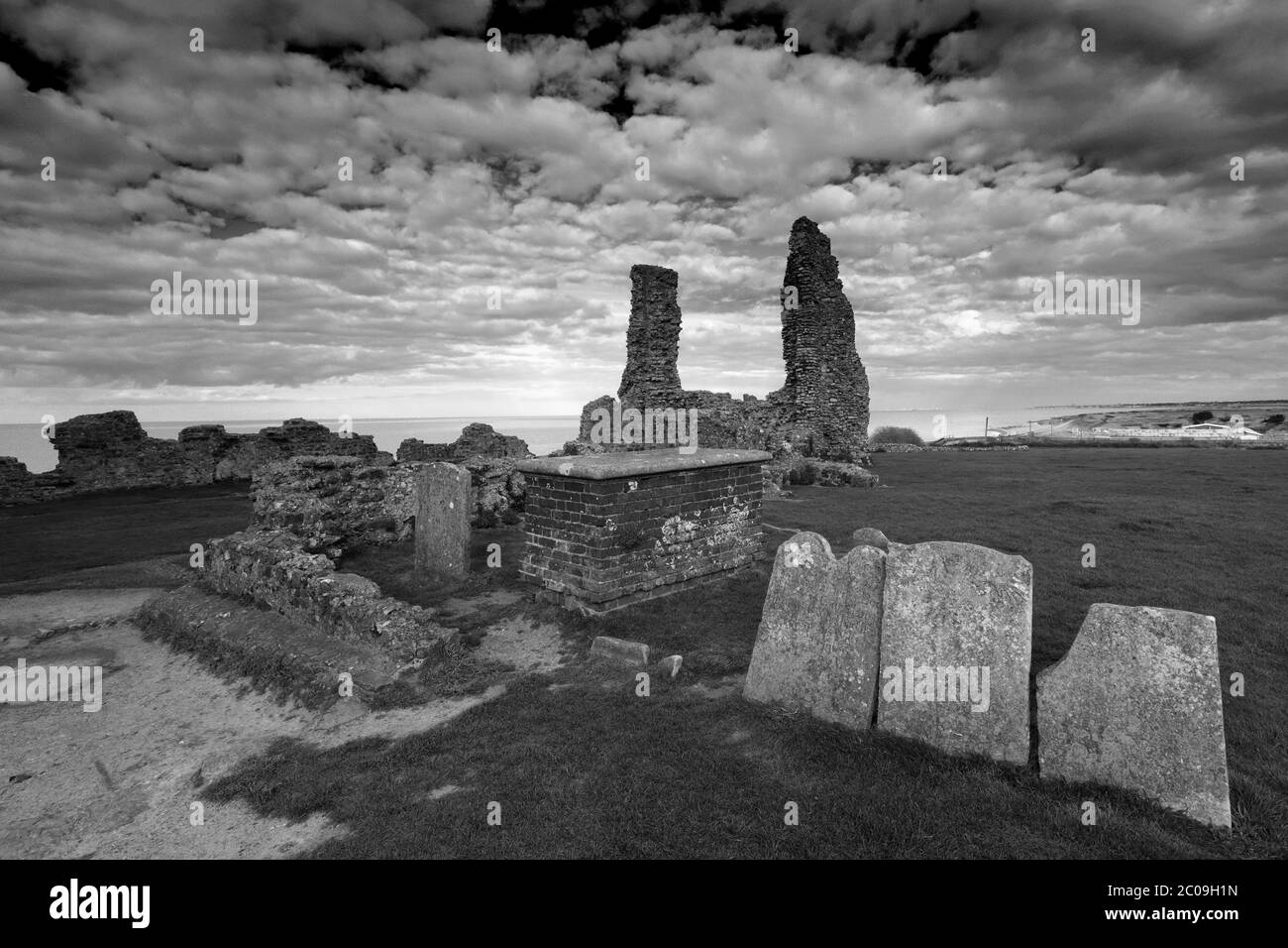 The Reculver Towers and Roman Fort, Reculver village, Herne Bay, Kent ...