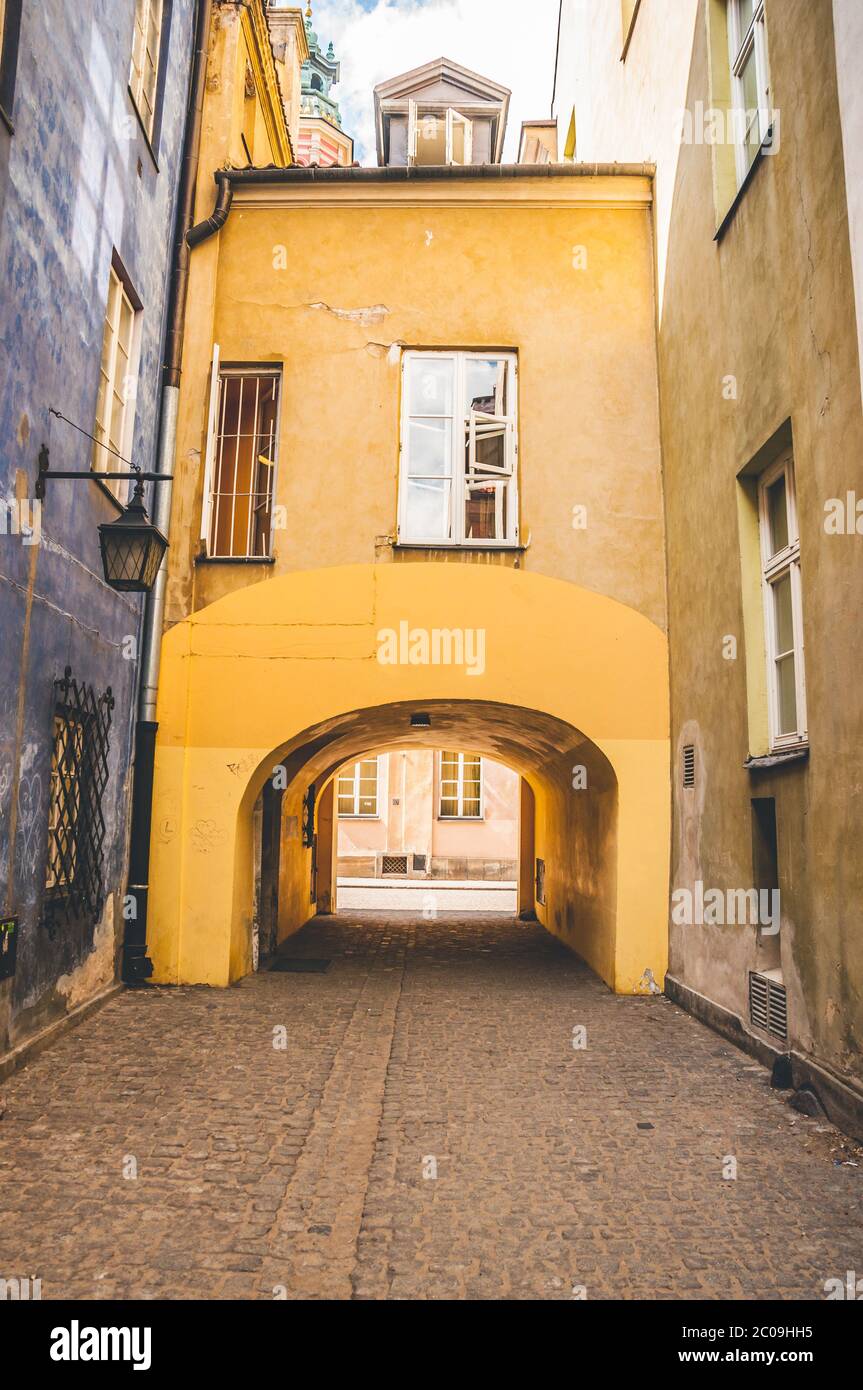 Small narrow street in the historical downtown Stock Photo - Alamy