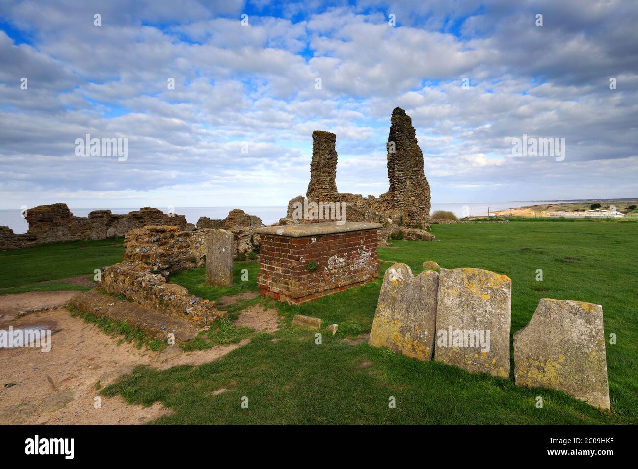 The Reculver Towers and Roman Fort, Reculver village, Herne Bay, Kent ...