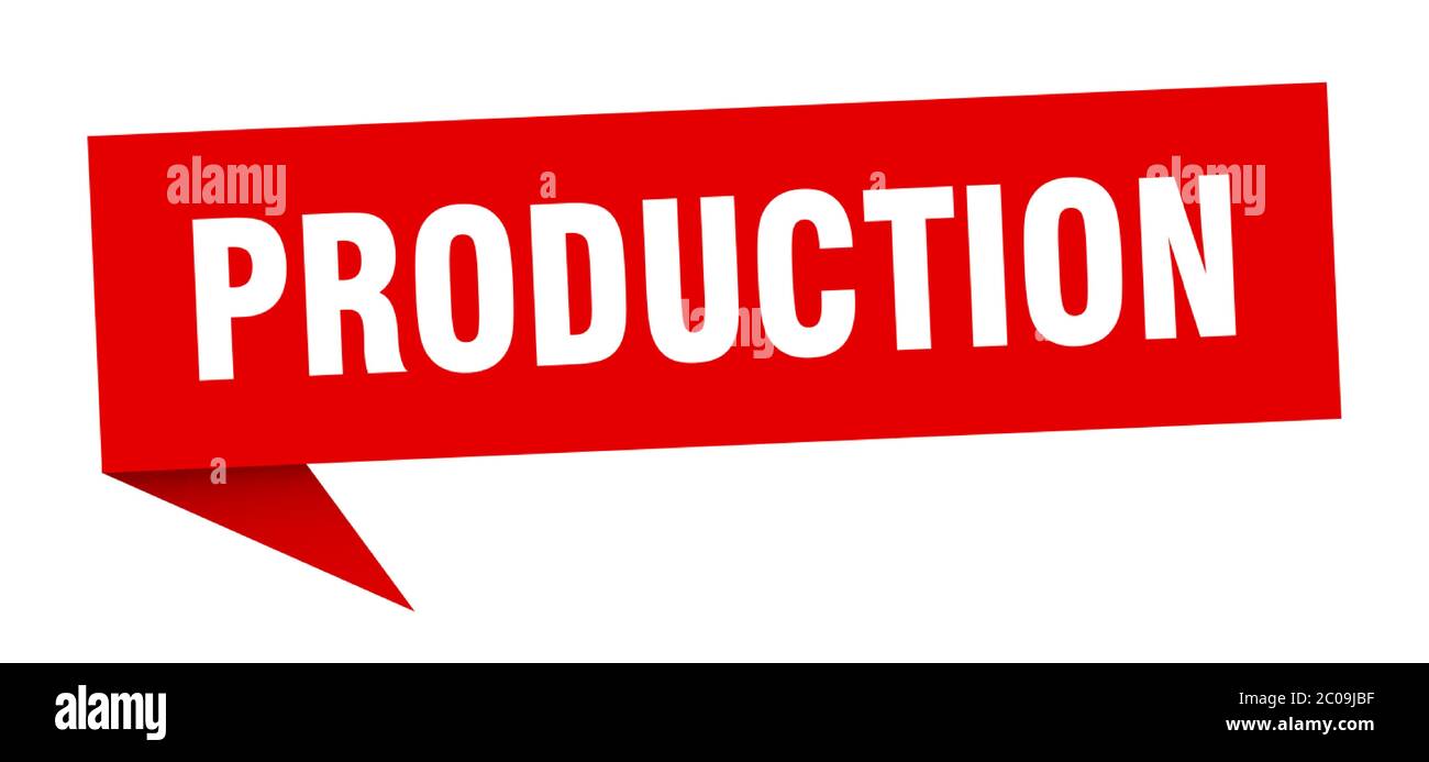 production banner. production speech bubble. production sign Stock ...