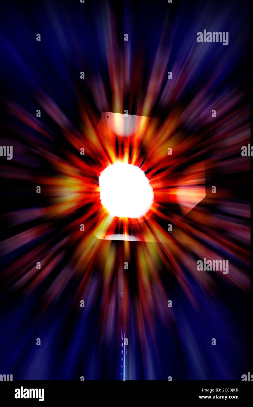 Central perspective image of a Sunbeam floodlight spot bursting ...