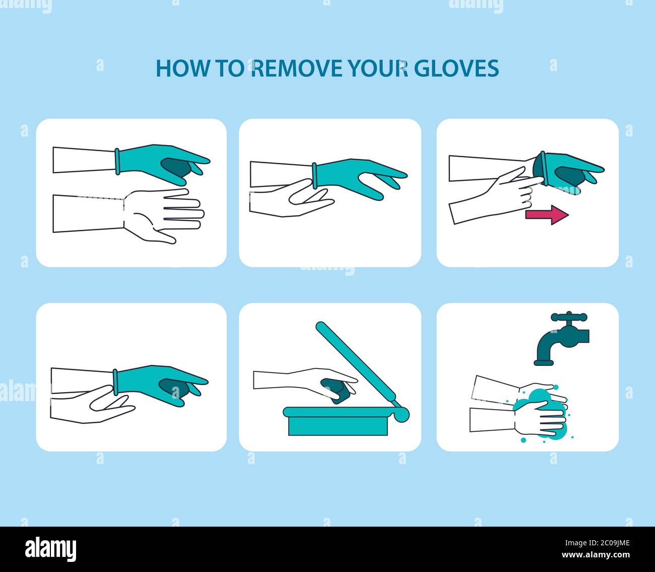 how to remove the gloves covid19 infographic vector illustration design ...