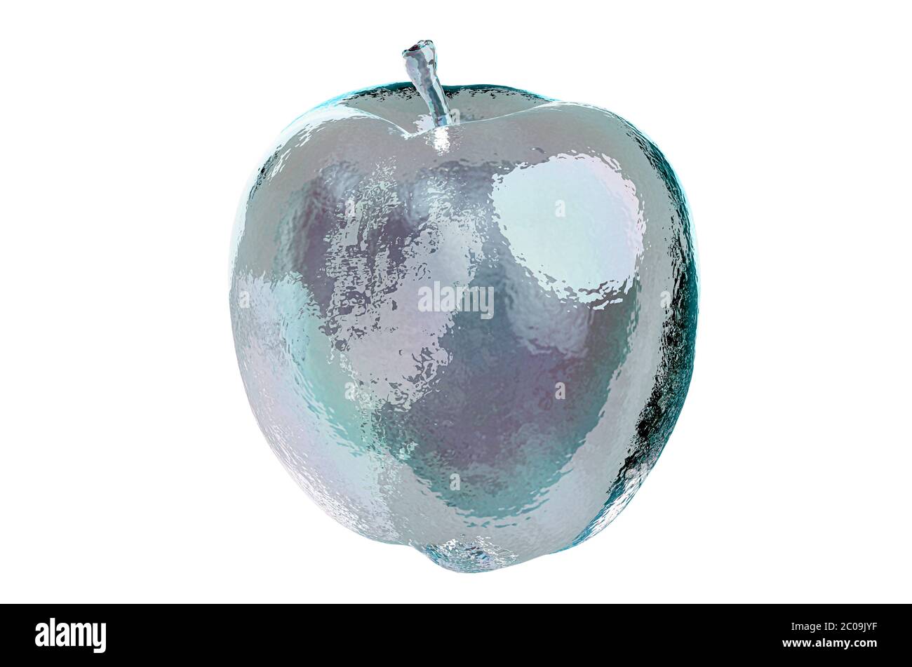 Apple from glass or ice, 3D rendering isolated on white background ...