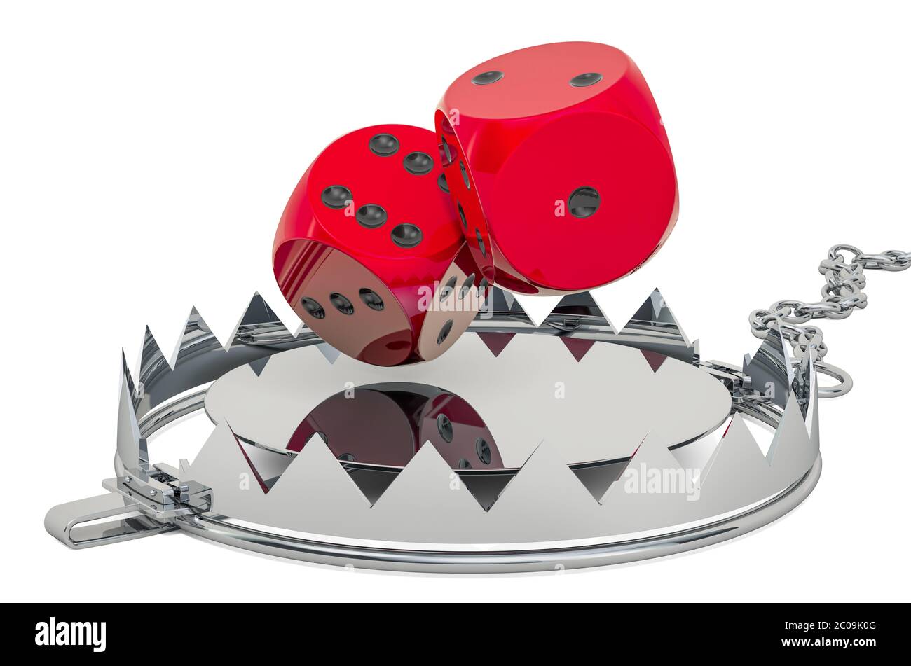 Trap with gaming dice. Gambling Addiction concept, 3D rendering ...