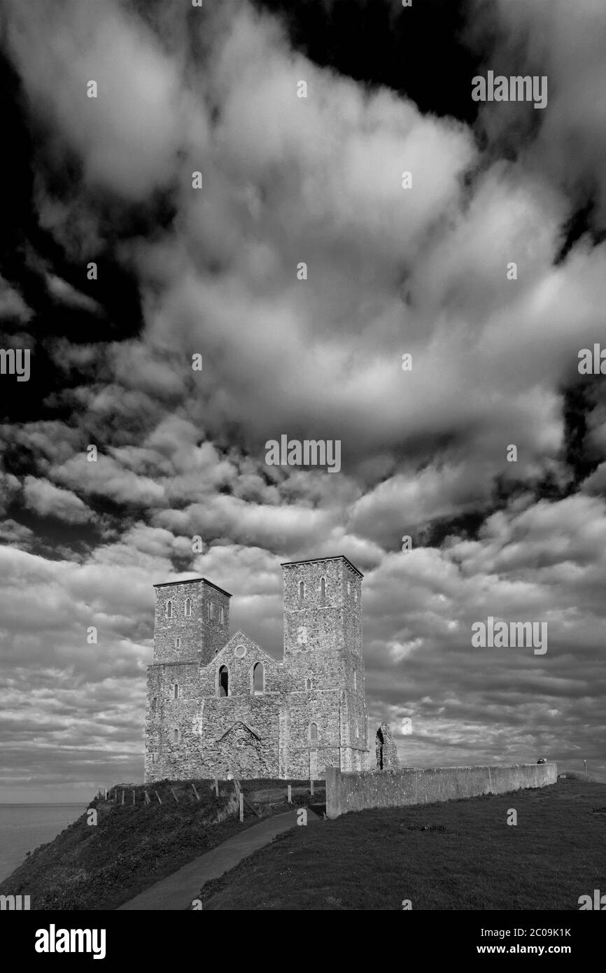The Reculver Towers and Roman Fort, Reculver village, Herne Bay, Kent ...