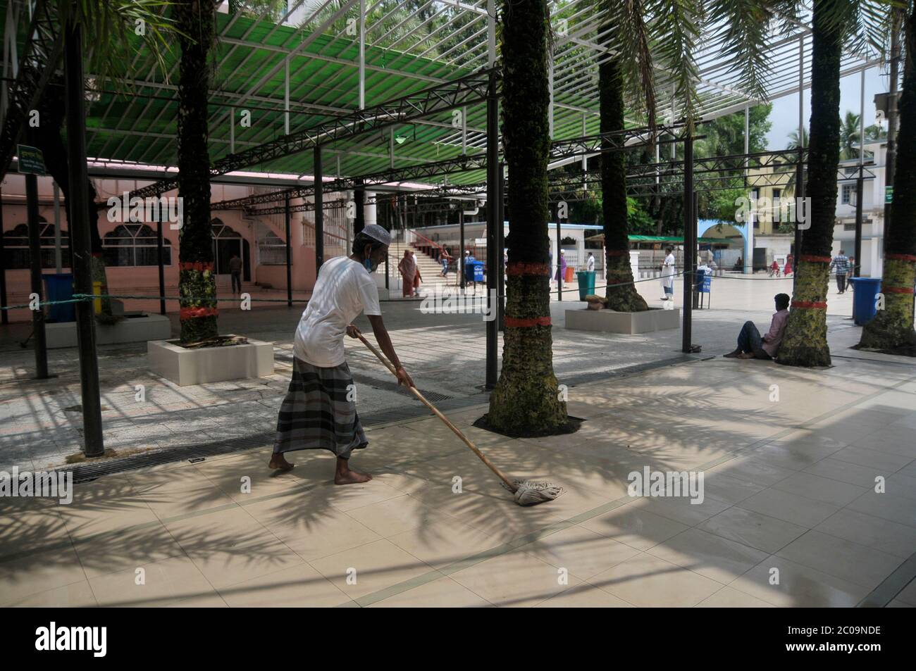 Hazrat Shahjalal (R)Sylhet, Bangladesh mosque staff cleaning the mosque ...