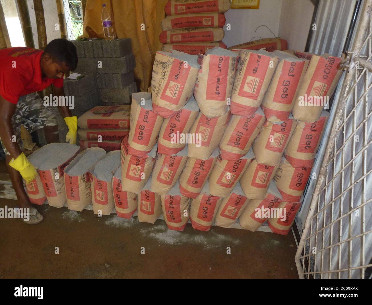 A load of cement bags stored for construction work. Colombo, Sri Lanka ...