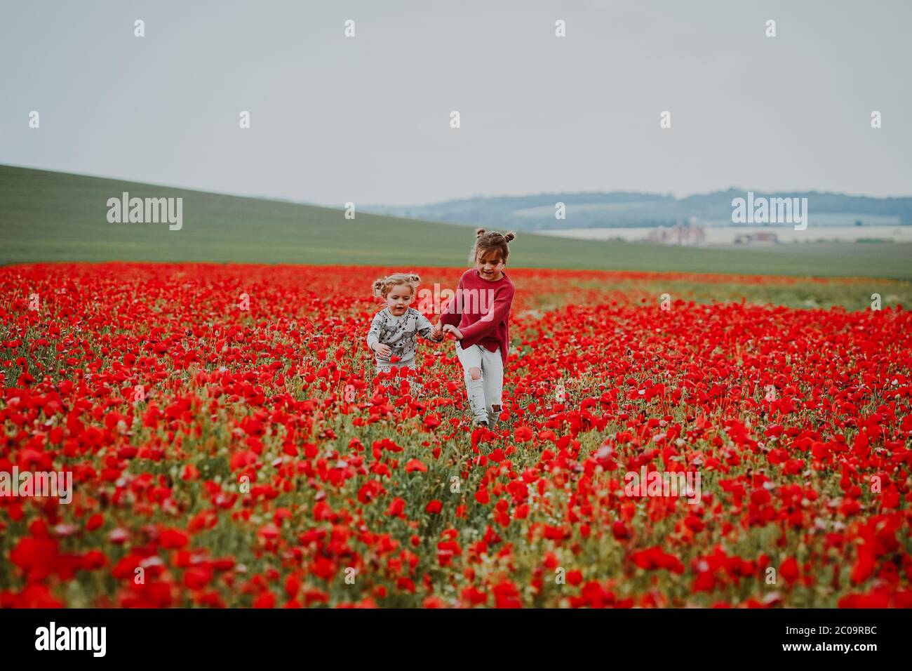 Children playing in poppy field hi-res stock photography and images - Alamy