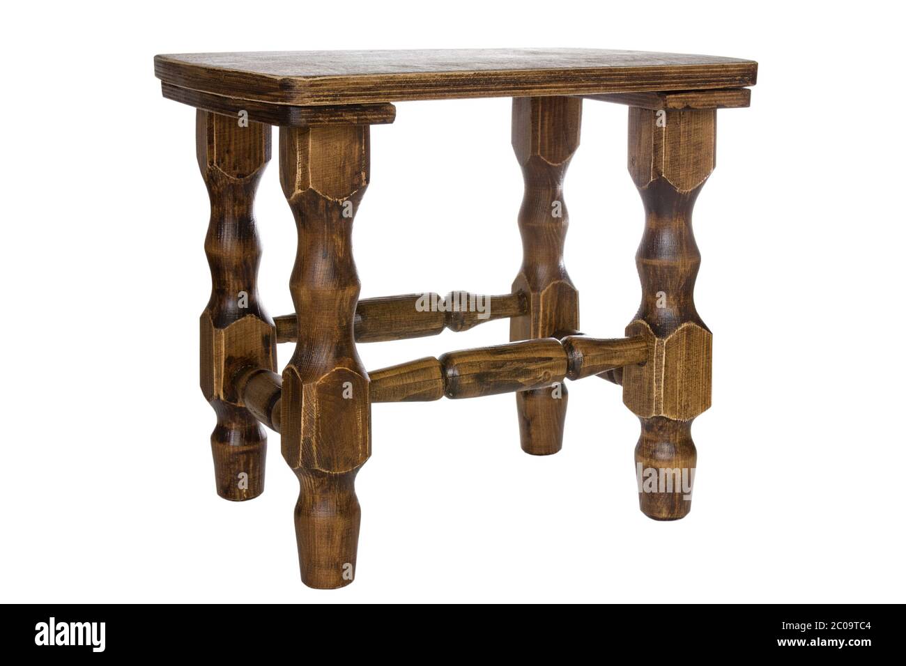 Brown wooden stool Stock Photo - Alamy