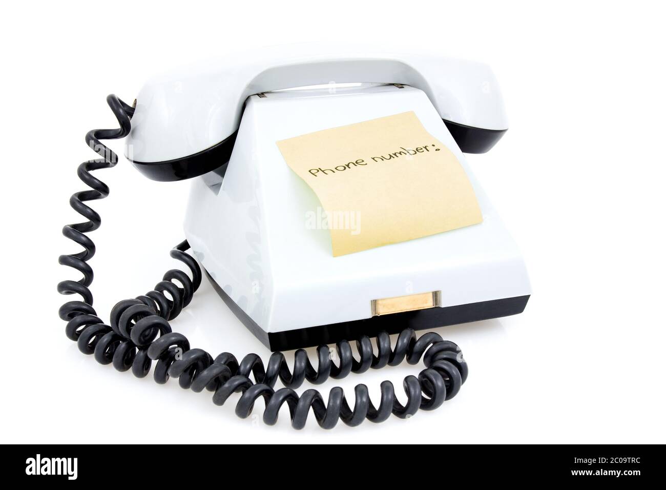 White telephone with sticky note Stock Photo - Alamy