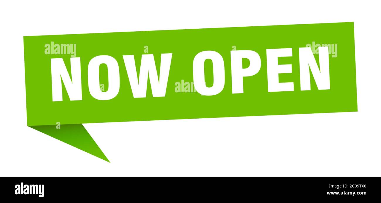 Now open sticker green hi-res stock photography and images - Alamy