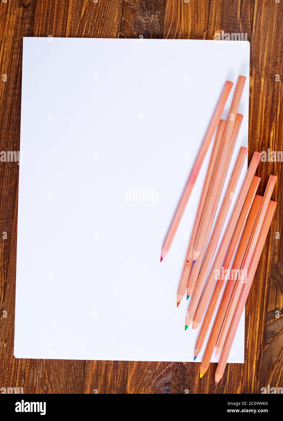 paper and color pencils Stock Photo - Alamy