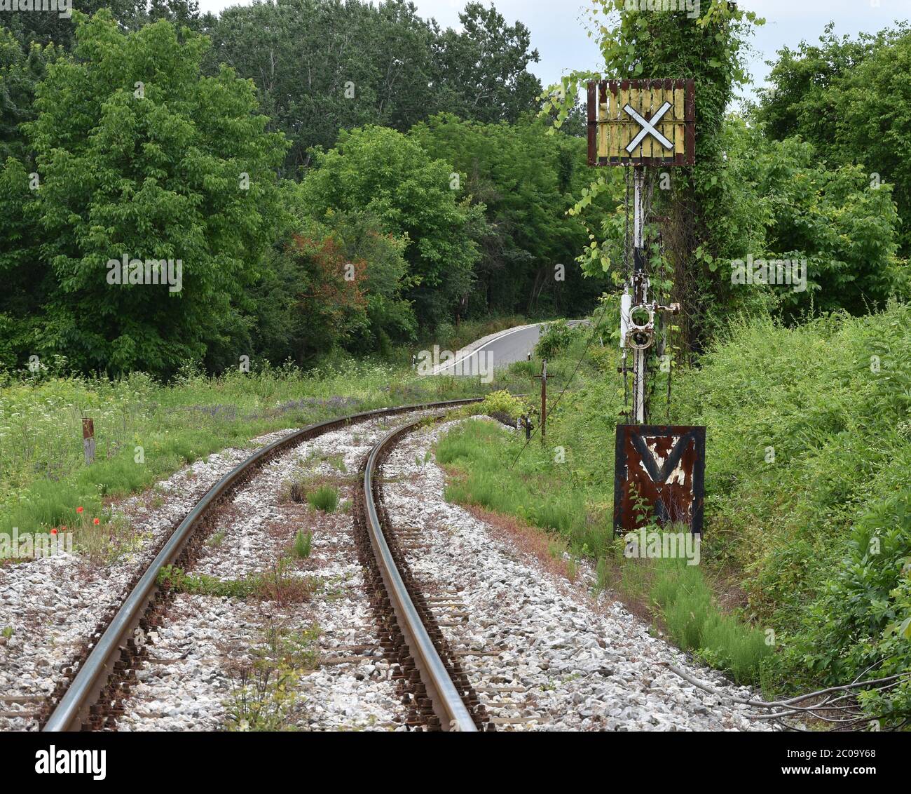 Vintage Railroad sign in rural part of East Serbia Stock Photo - Alamy
