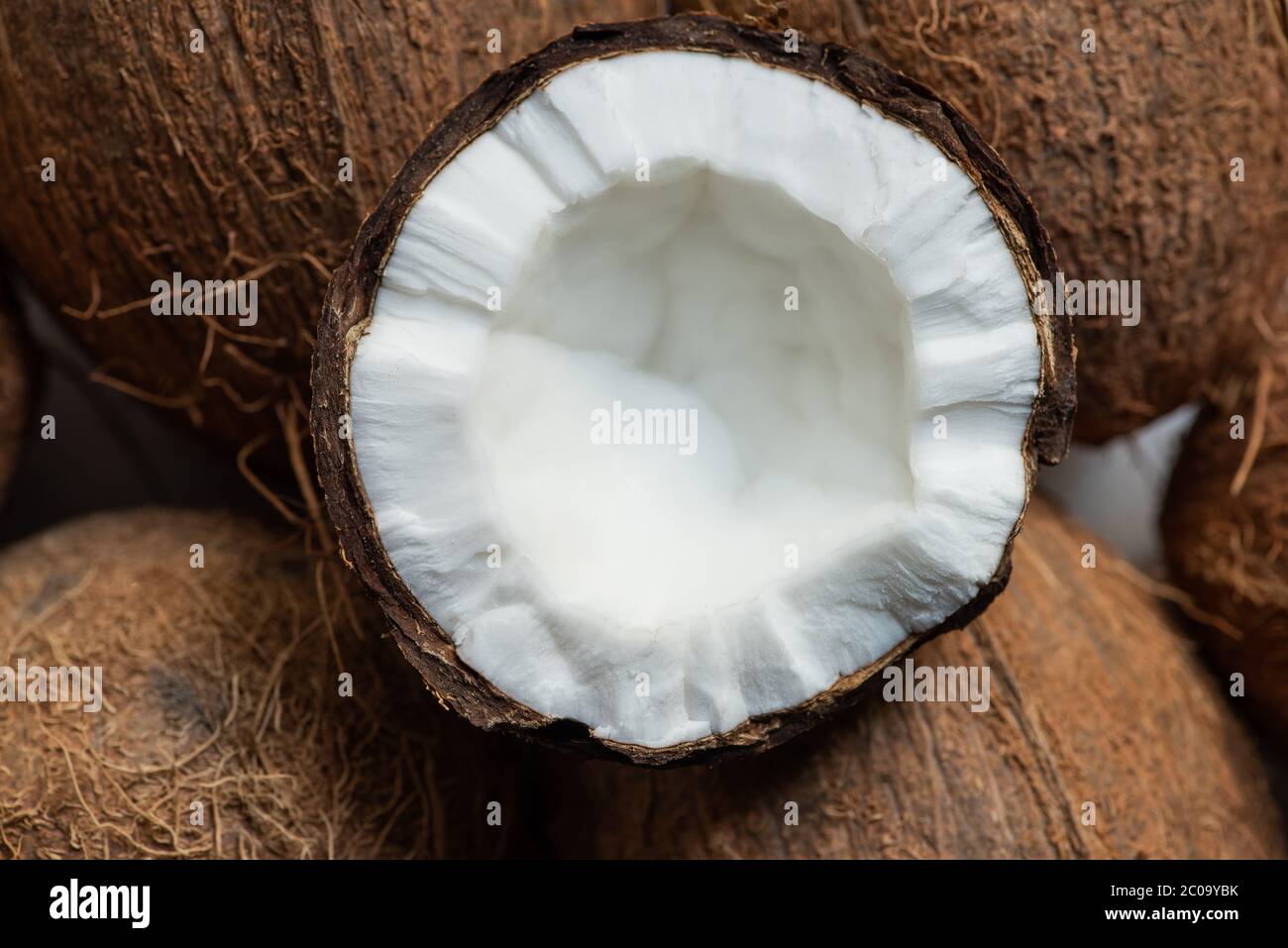 Close up view coconut half hi-res stock photography and images - Alamy