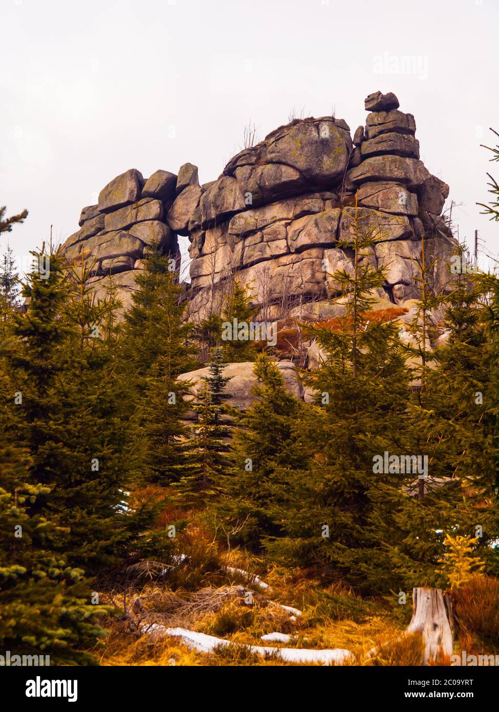 Typical granite rock formation in Jizera Mountains Stock Photo - Alamy